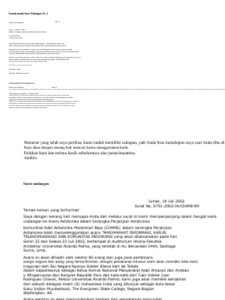 Contoh Model Surat Undangan | PDF