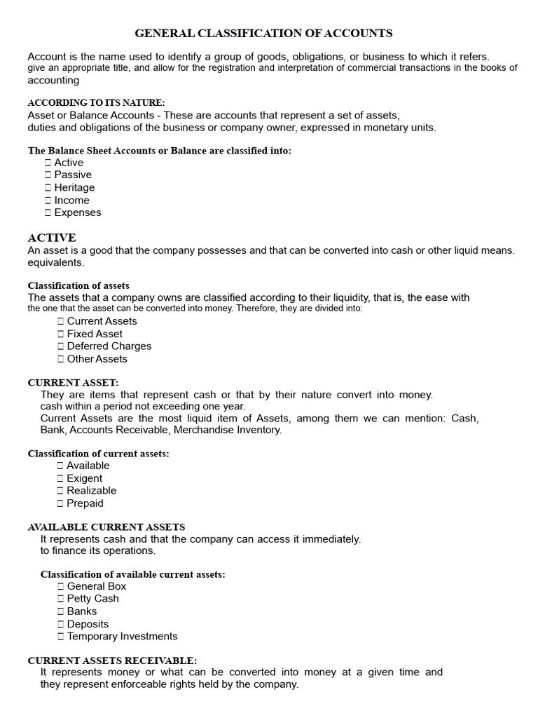 Classification of Accounts | PDF | Expense | Fixed Asset