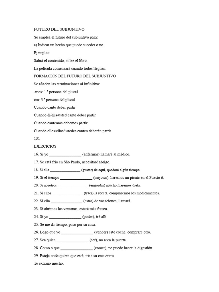 Modo Futuro y Compuesto Del Subjuntivo | PDF | Cumpleaños | Semántica