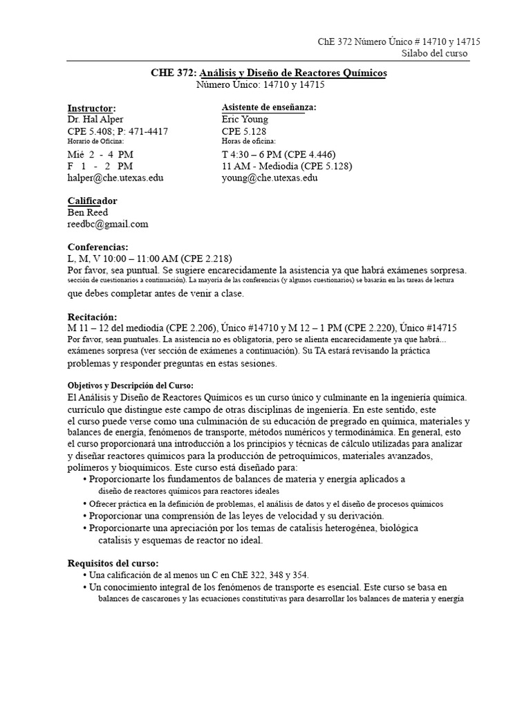 Análisis y Diseño de Reactores Químicos | PDF | Fenómenos de transporte | Reactor Quimico