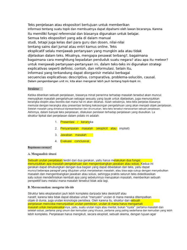 Teks Penjelas Atau Ekspositori Bertujuan Untuk Memberikan Informasi ...