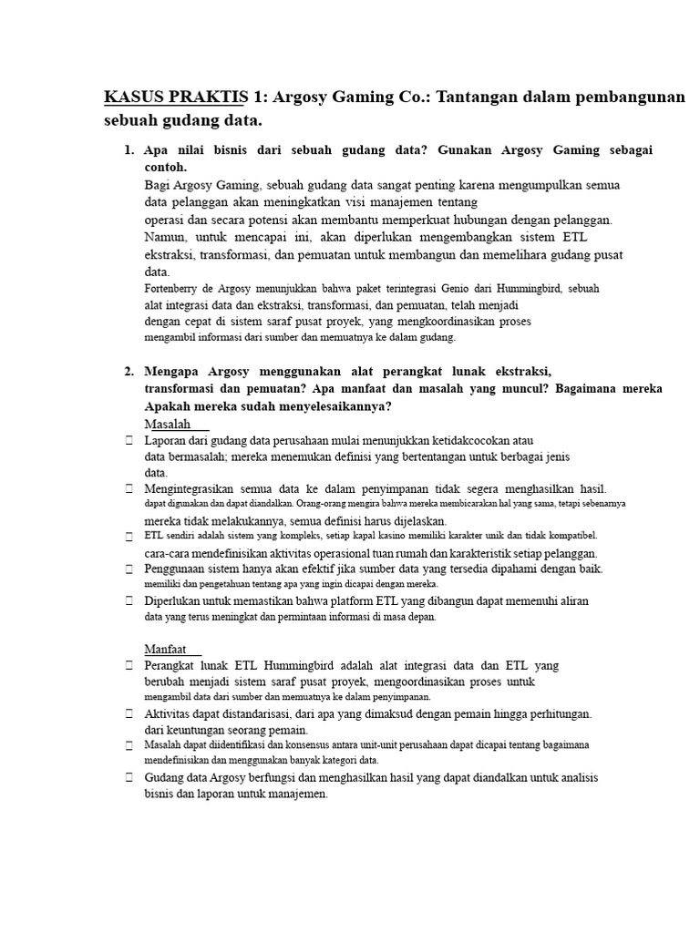 Tantangan Gudang Data Argosy Gaming | PDF