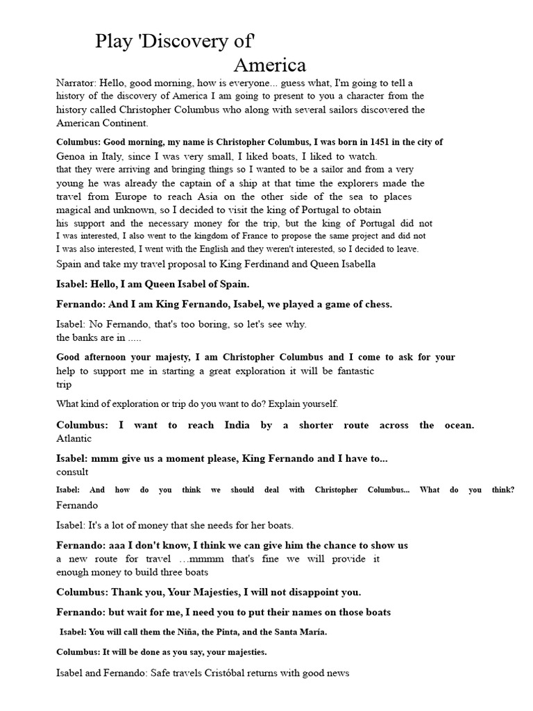 Play Discovery of America | PDF | Voyages Of Christopher Columbus ...
