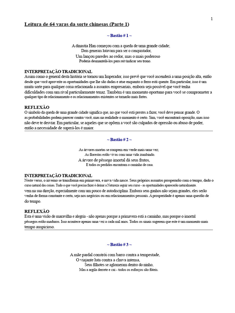 Interpretação das Varas da Sorte Chinesas | PDF | Yin e Yang | Tempo
