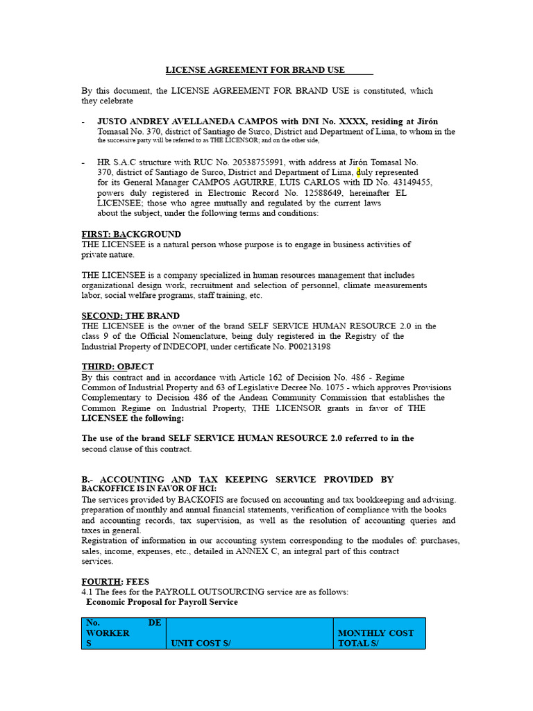 Brand Use License Agreement Overview | PDF | Arbitration | Payroll