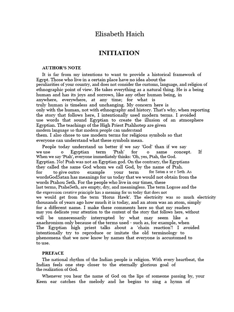 Elisabeth Haich's Initiation Journey | PDF | Egyptian Mythology ...