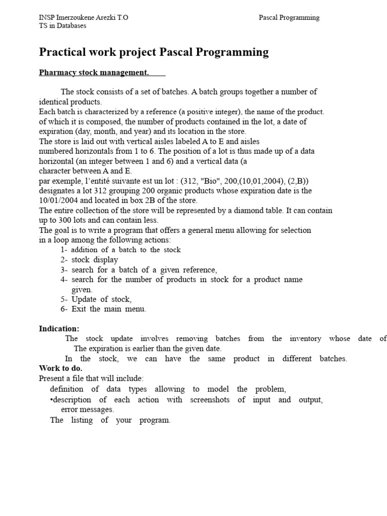 Pascal Programming Project Management | PDF | Invoice | Databases