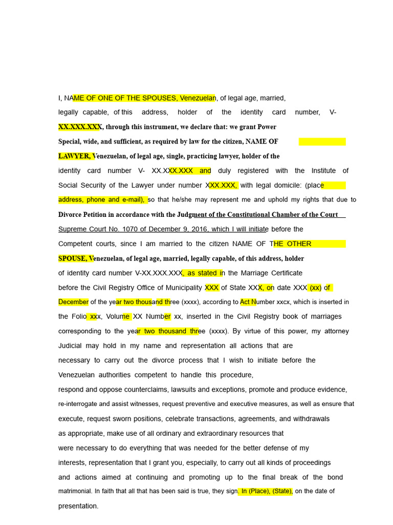 Special Power For Divorce Due To Disaffection | PDF