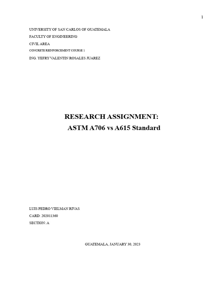 Reinforced Concrete 1 - A - Comparison Between ASTM A706 and A615 ...