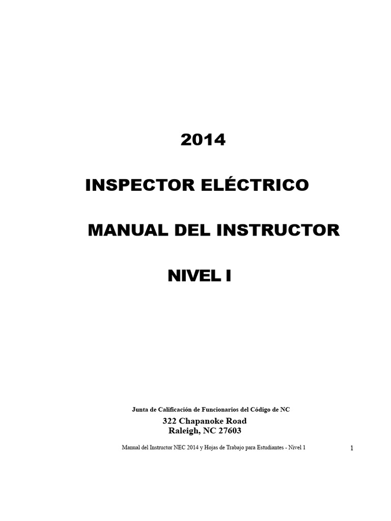 2014 NEC Manual Del Instructor Eléctrico y Hojas de Trabajo para ...