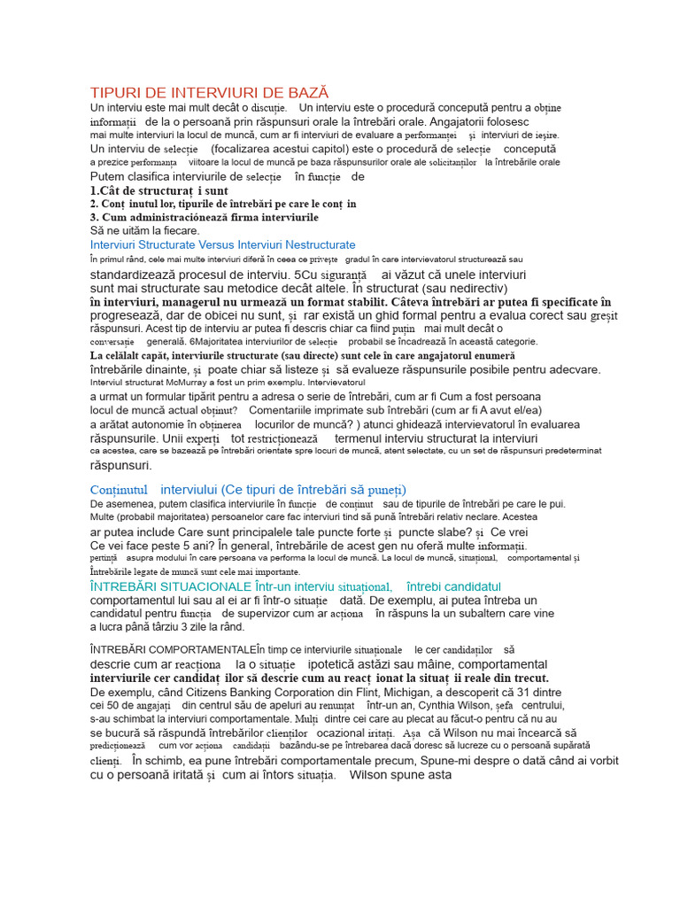 Tipuri de Interviuri HRM | PDF