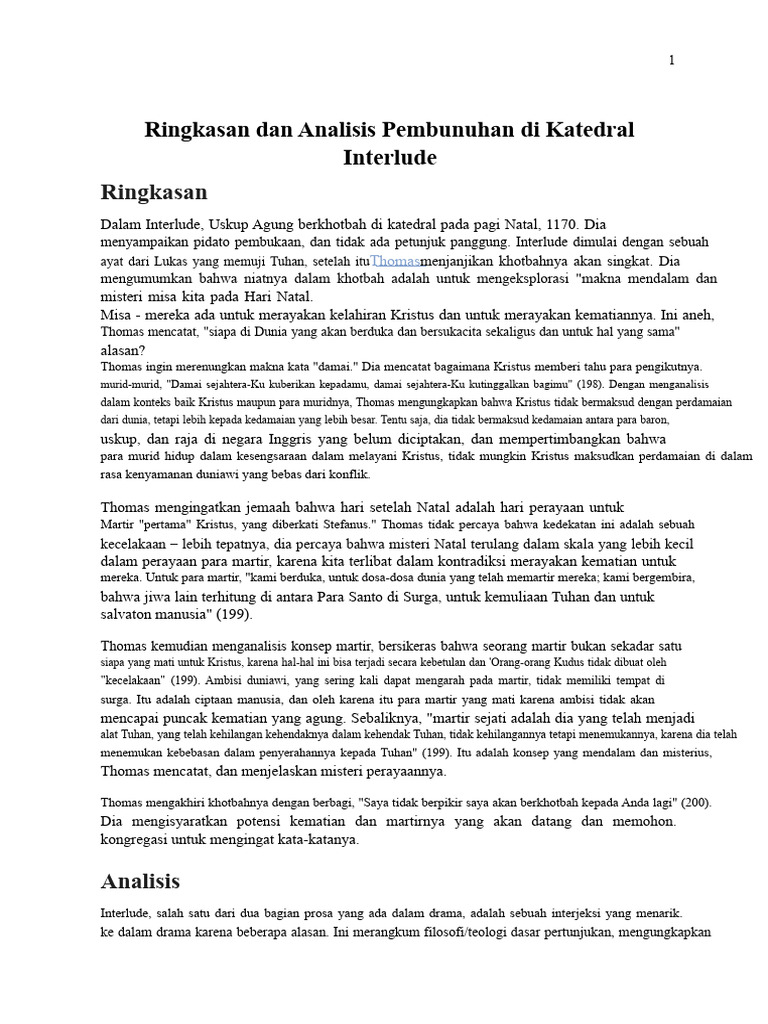 Interlude Dalam Pembunuhan Di Katedral | PDF