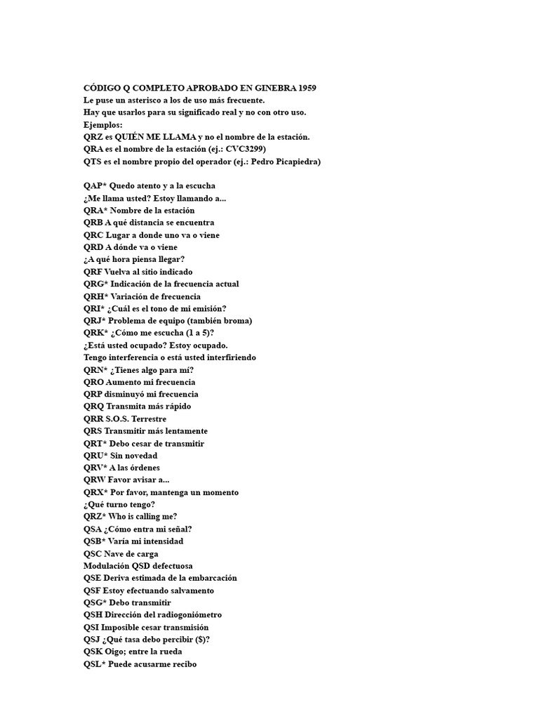 Código Q Completo de Radiocomunicaciones | PDF | Electrónica