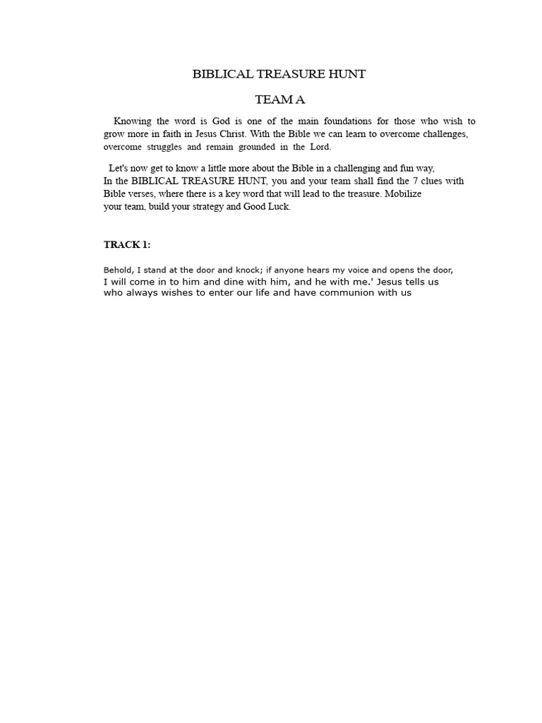 Biblical Treasure Hunt | PDF