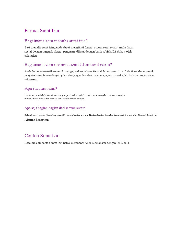 Format Surat Izin | PDF