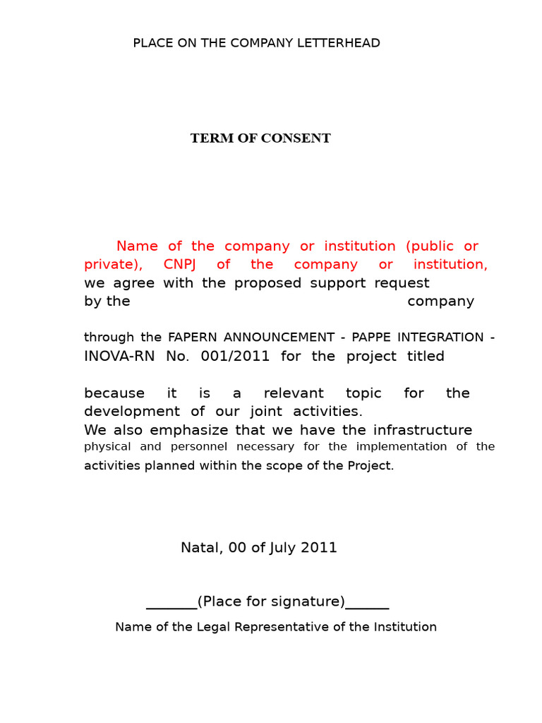 Model of Institution's Consent Letter | PDF