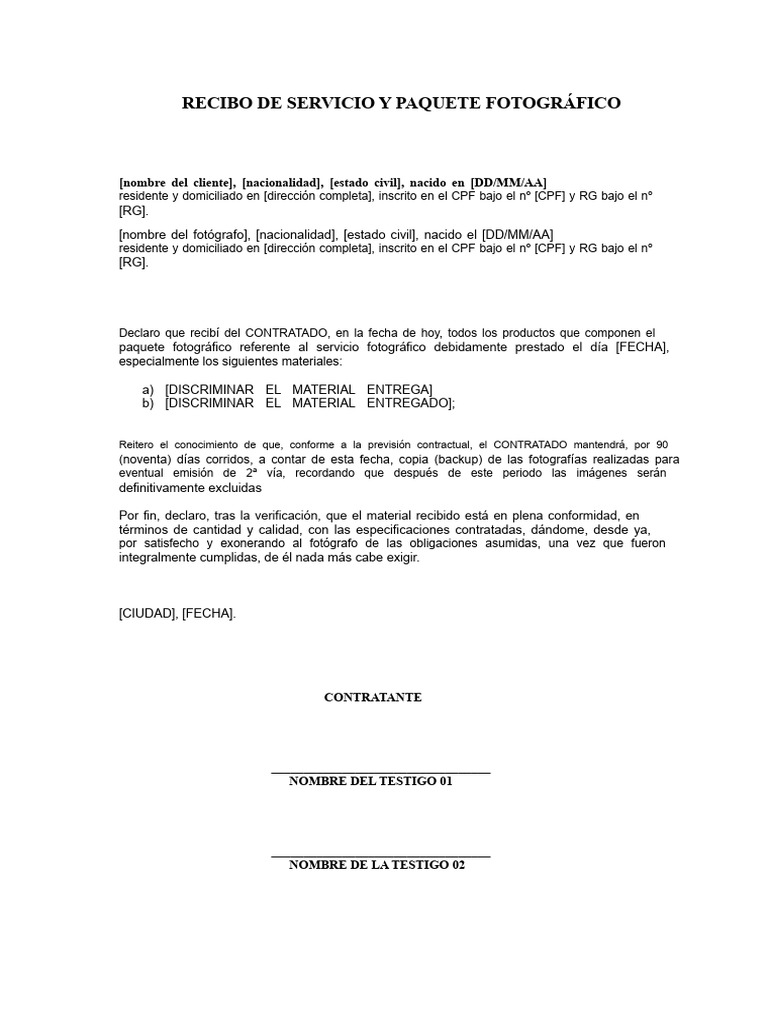 5 - BONO - RECIBO DEL PAQUETE FOTOGRÁFICO - Club de Retratos | PDF