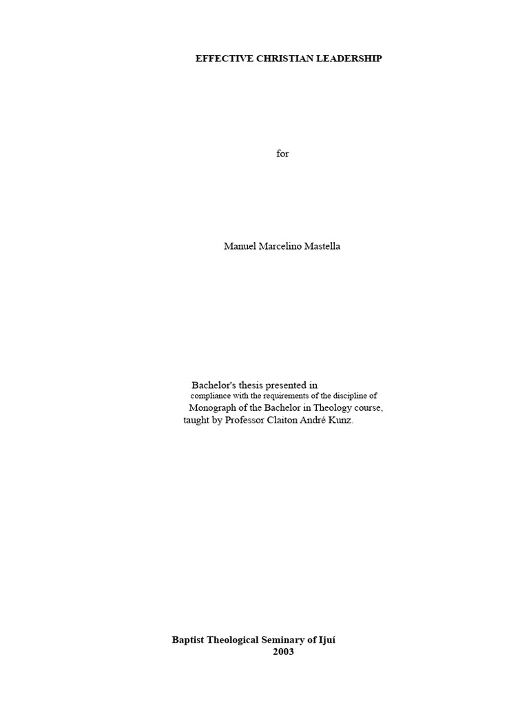 Effective Christian Leadership (Final Thesis) PDF | PDF