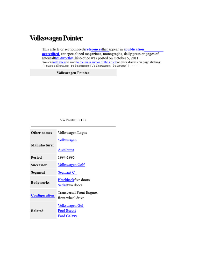 Volkswagen Pointer | PDF | Volkswagen | Motor Vehicle
