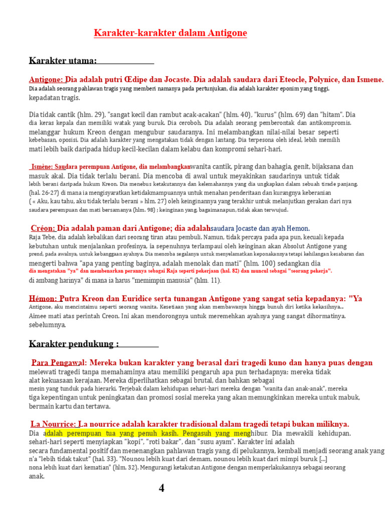 Tokoh-Tokoh. Antigone | PDF