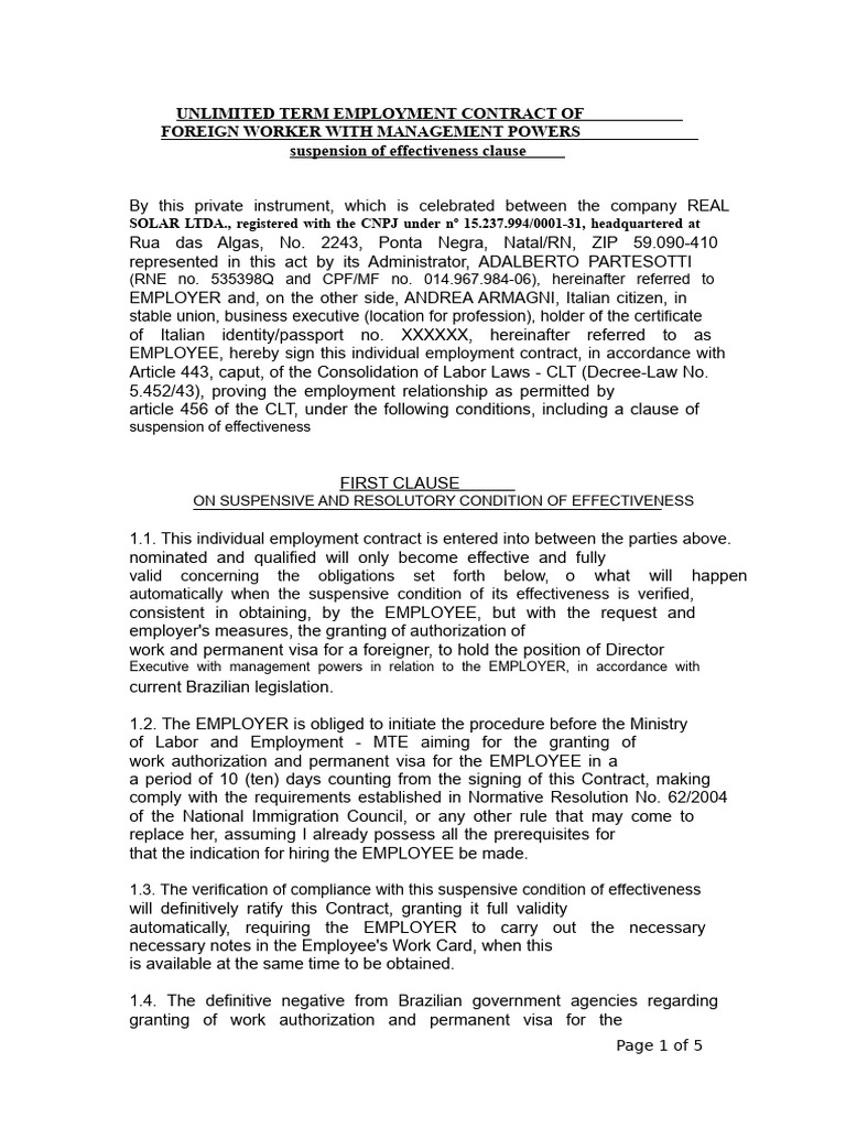 Foreign Worker Employment Contract | PDF | Employment | Salary