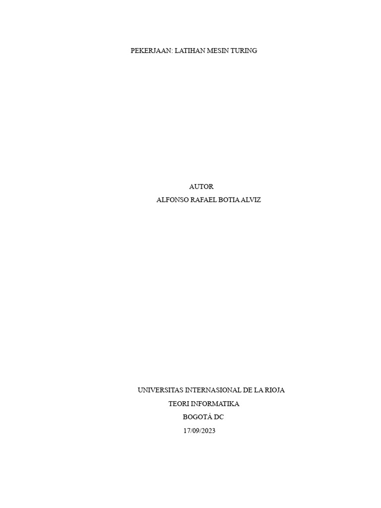 Mesin Turing: Latihan dan Penjelasan | PDF