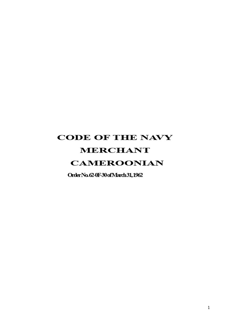 Cameroonian Merchant Marine Code Overview | PDF | Shipwrecks | Sea Captain