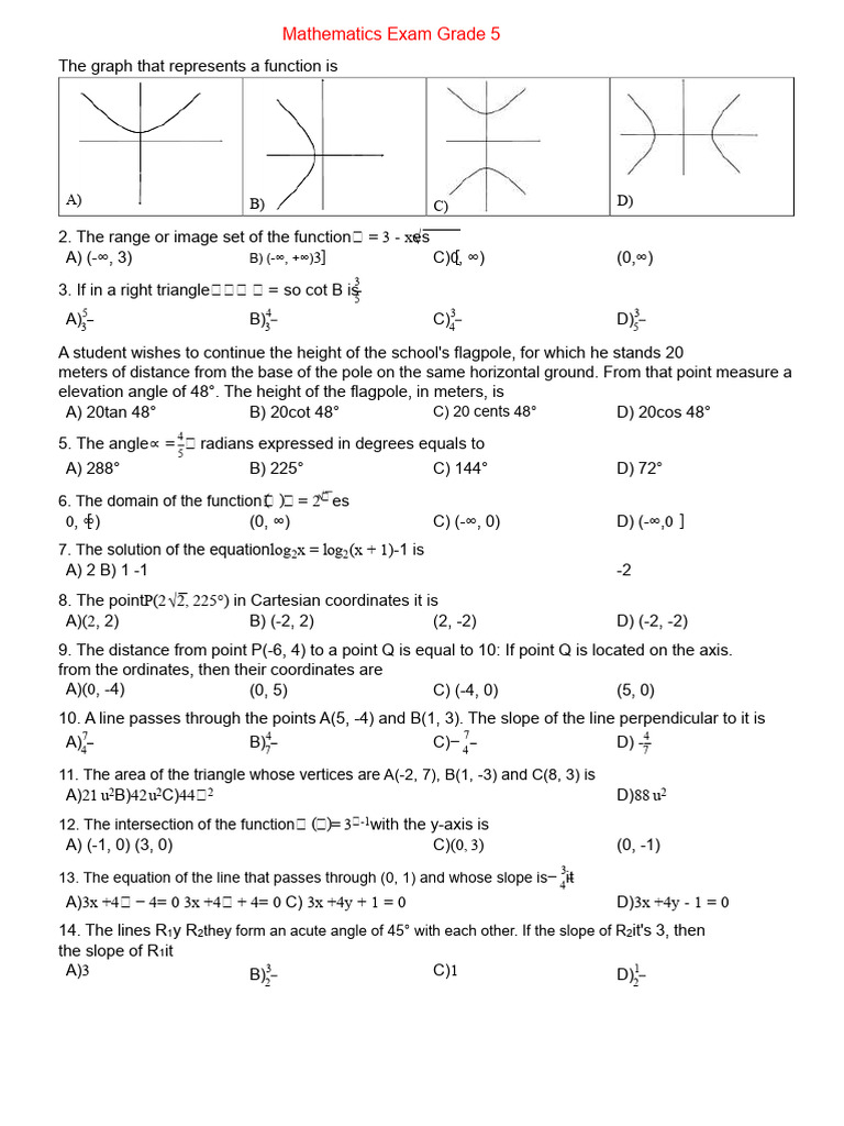 Analytical Geometry Extraordinary Exam Preparatory UNAM Diagnostic ...