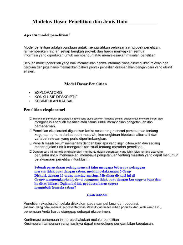 1 - Model-Model Dasar Penelitian Dan Tipe Data | PDF