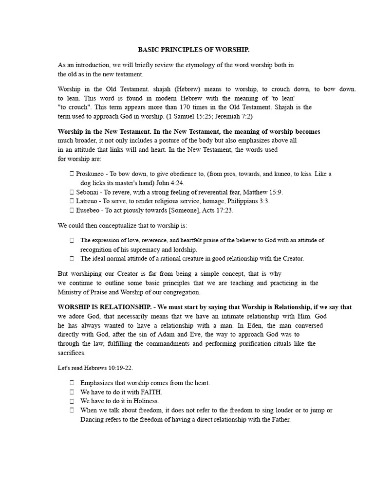 Basic Principles of Worship | PDF | Worship | God