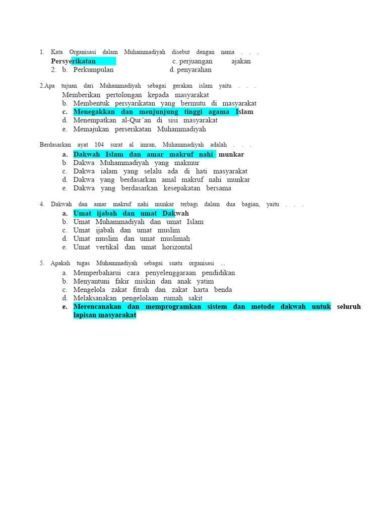 Soal-Soal Muhammadiyah | PDF