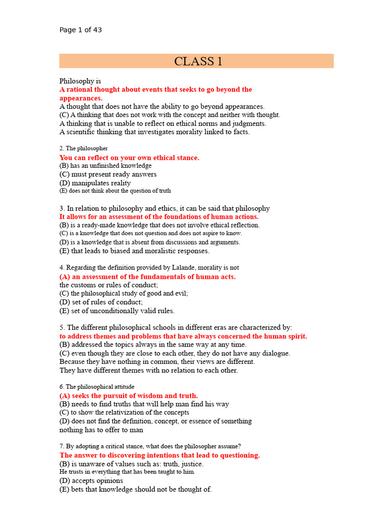 More Than 200 Questions of Philosophy and Ethics | PDF | Morality ...