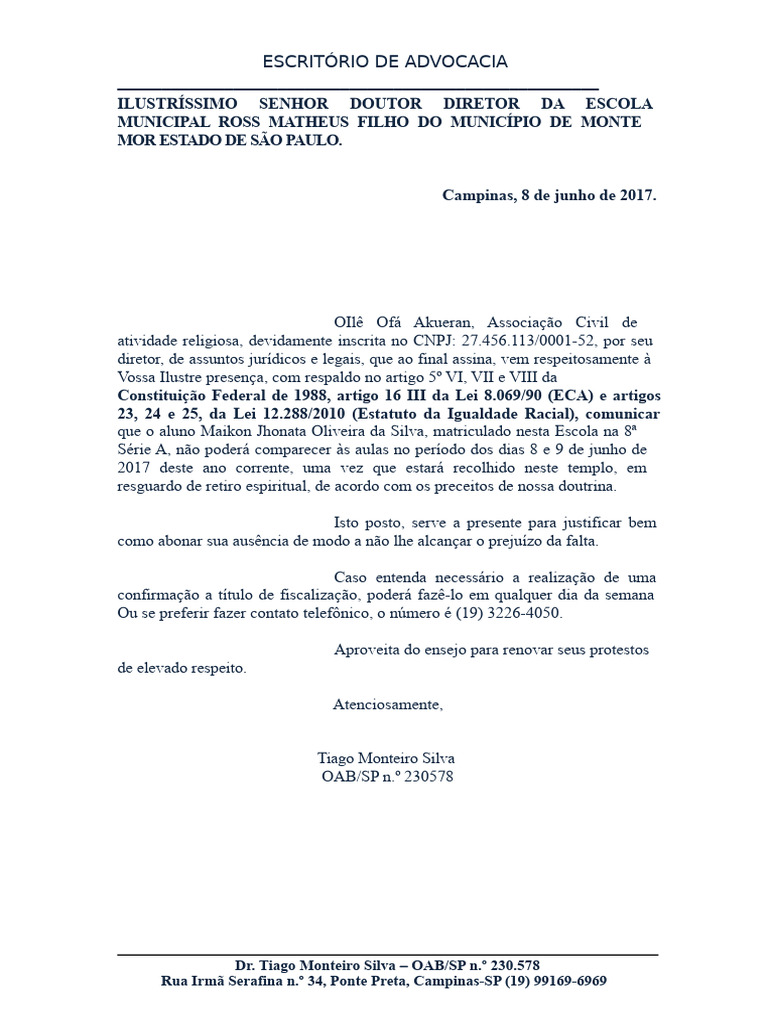 Atestado Escolar Religioso | PDF