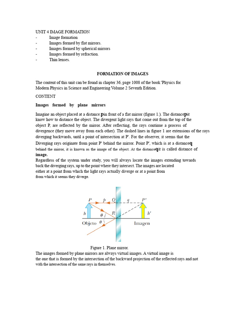 Unit 4 Formation of Images | PDF | Mirror | Line (Geometry)
