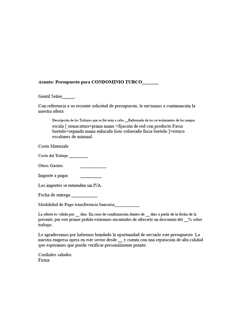Fac Simile Preventivo Word | PDF