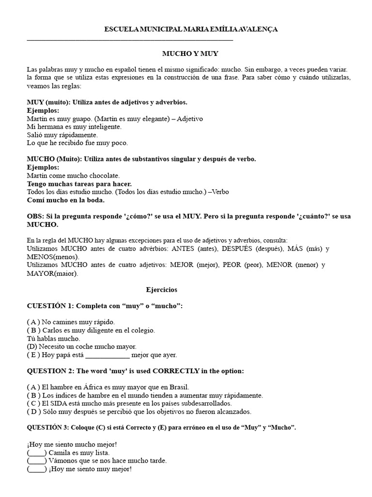 El Uso de Muy y Mucho 22052023 | PDF