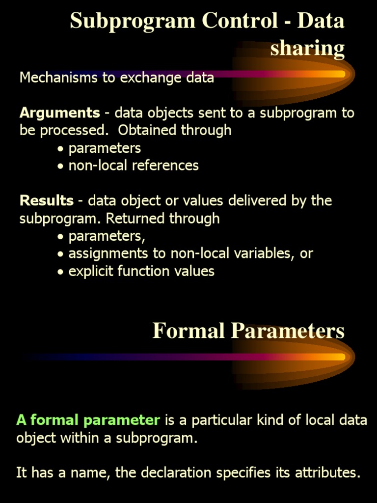 Subprogram Control - Data Sharing | PDF | Parameter (Computer ...