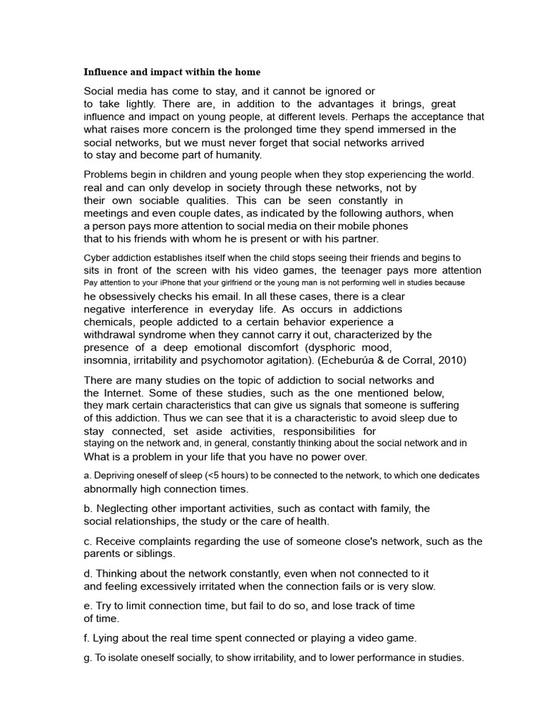 Influence and Impact Within The Home From Social Media | PDF | Sleep ...