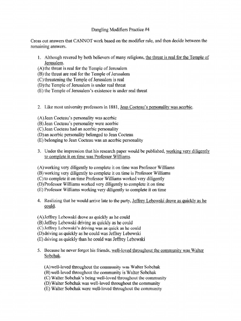 Modifiers Practice 4 | PDF