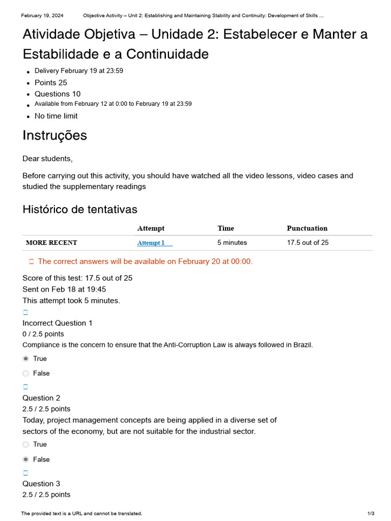 Objective Activity - Unit 2 - Establishing and Maintaining Stability and Continuity ...