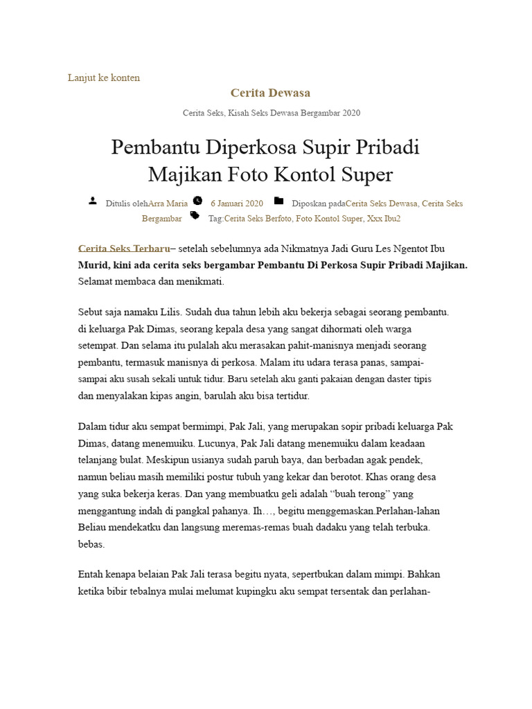 Pembantu Diperkosa Sopir Pribadi Majikan Foto Kontol Super - Cerita Dewasa | PDF