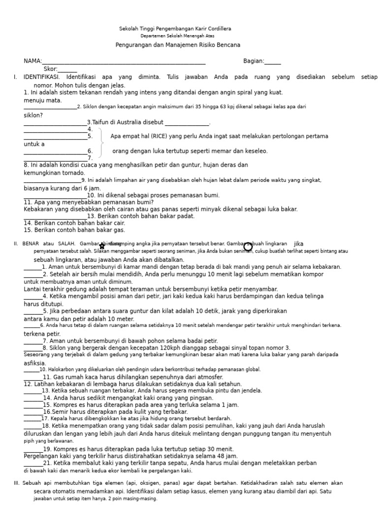 Ujian Contoh DRRM | PDF