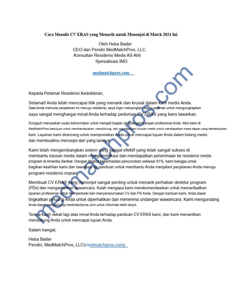 Panduan_ERAS_CV_oleh_Heba_Bader | PDF