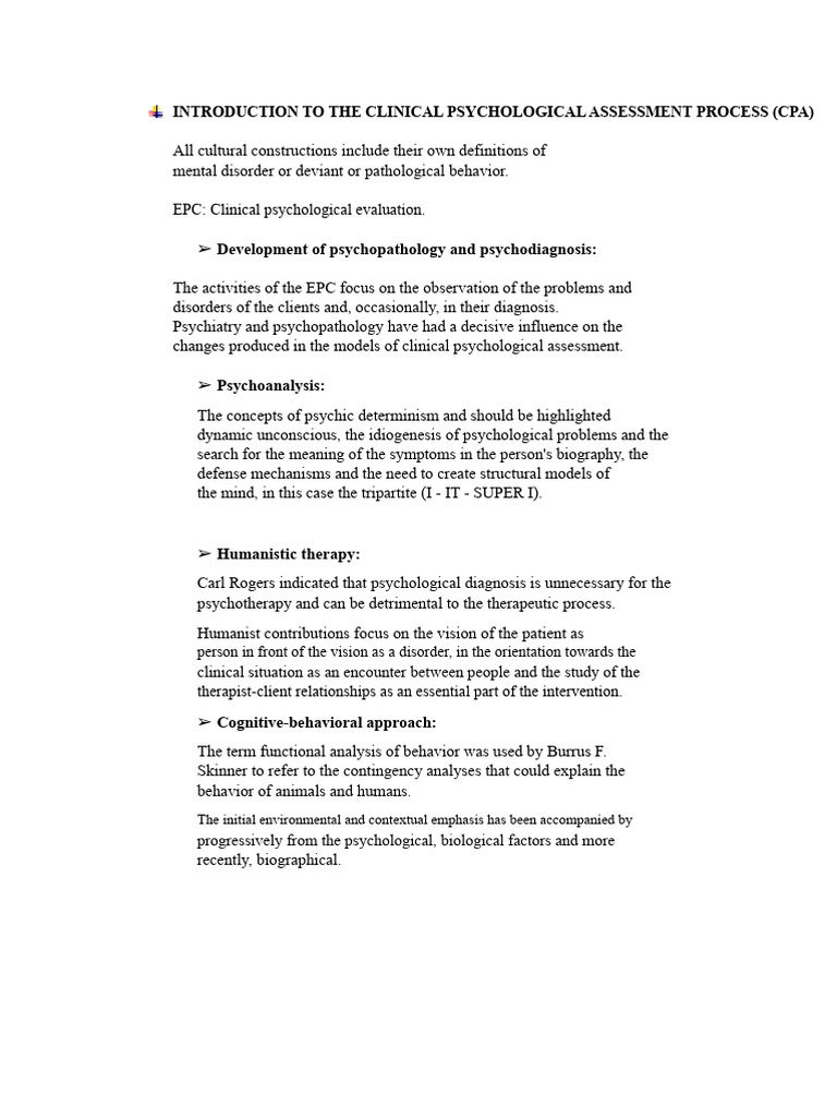 Introduction To The Clinical Psychological Evaluation Process | PDF | Psychotherapy | Psychology