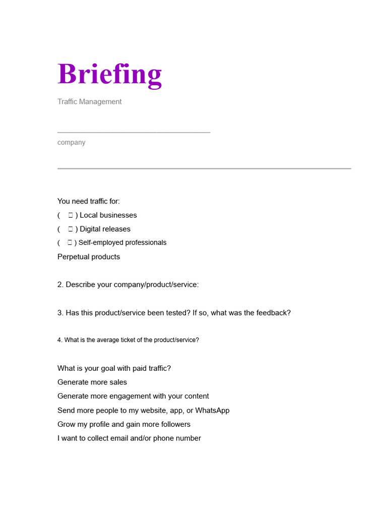 Traffic Management Briefing Guide | PDF