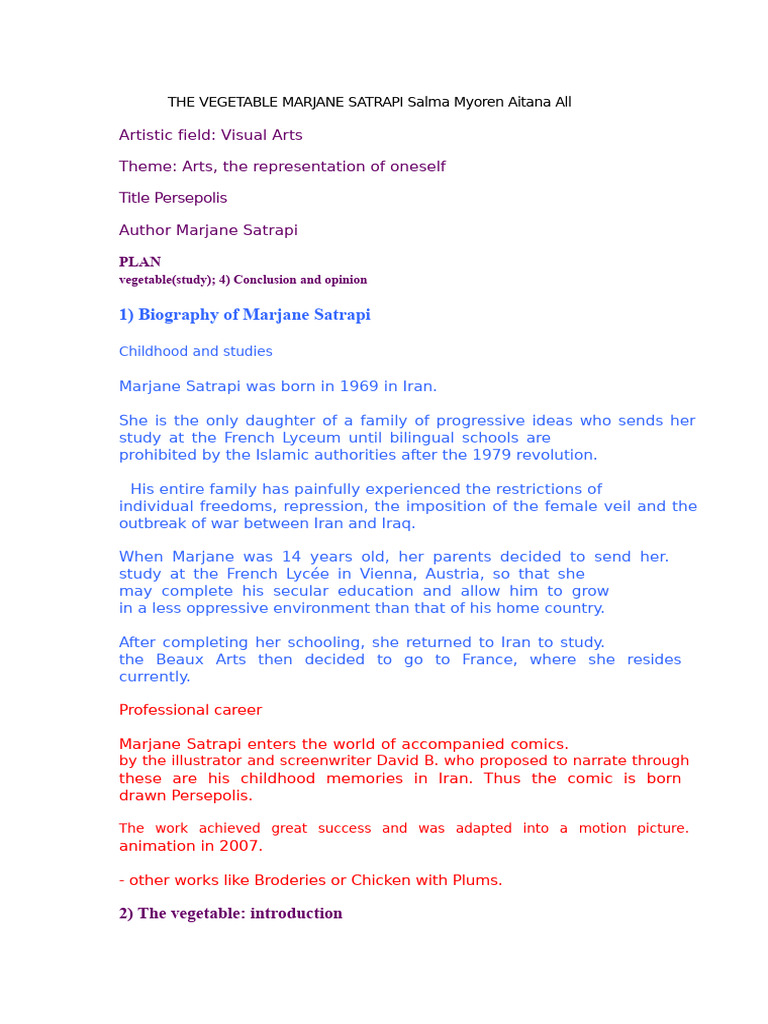 Marjane Satrapi's Persepolis Analysis | PDF