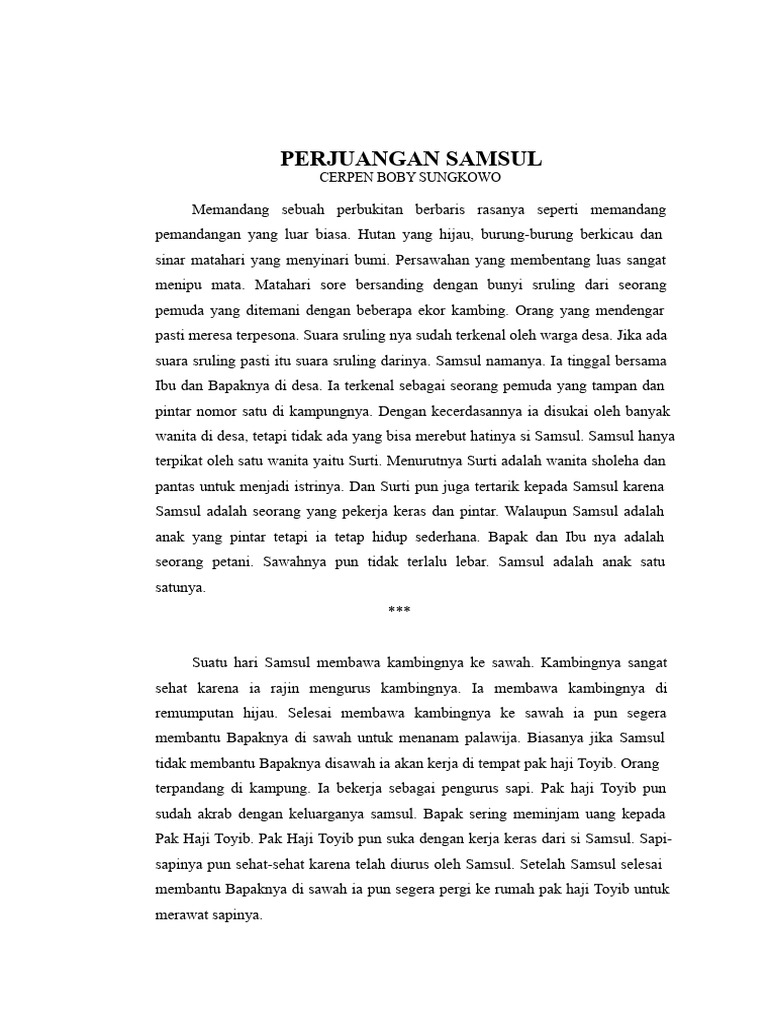 Cerita Pendek Perjuangan | PDF