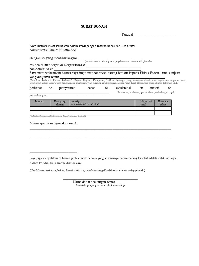 Contoh Surat DONASI | PDF