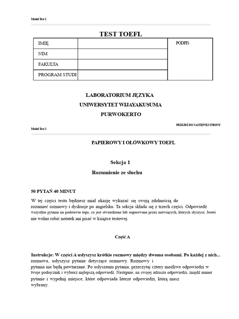 Online Test Toefl-1 | PDF