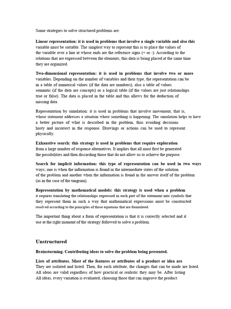 Some Strategies For Solving Structured Problems Are | PDF | Variable ...